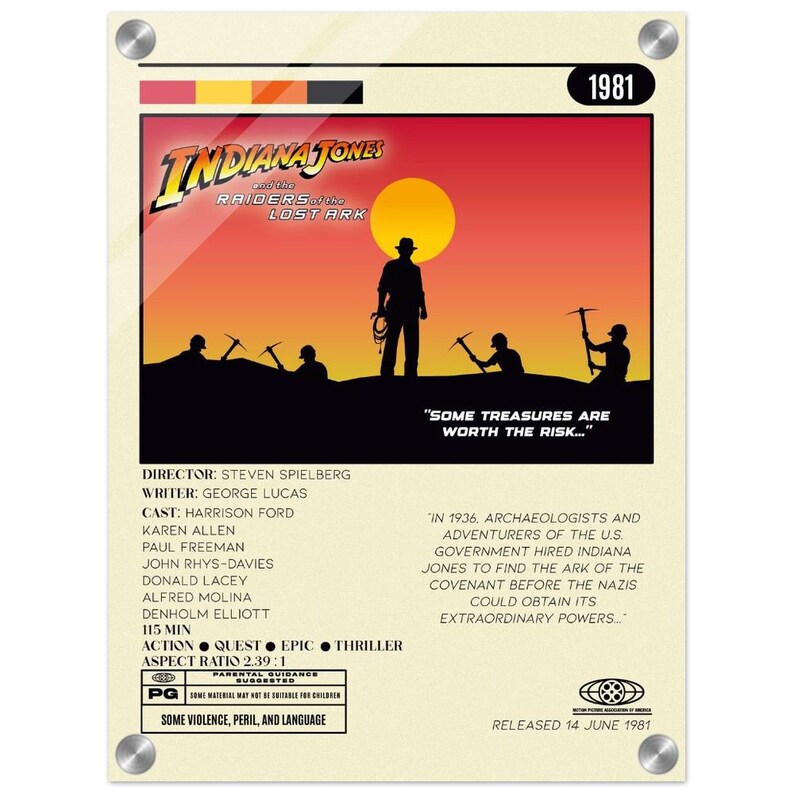 Indiana Jones and the Raiders of the Lost Ark - Acrylic Poster - Etsy