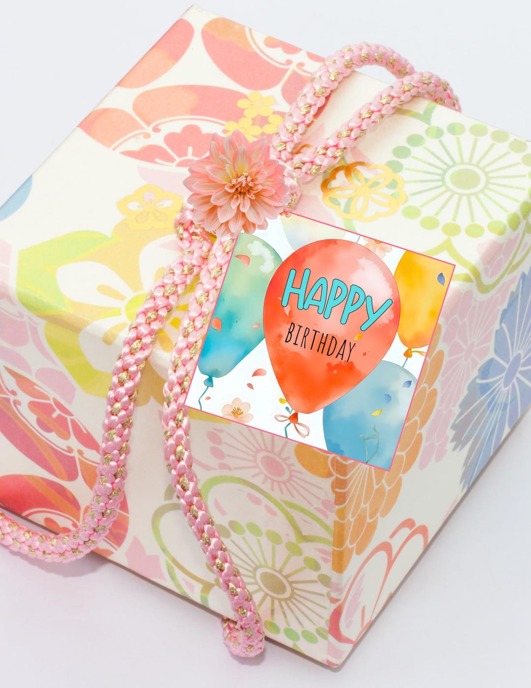 Printable Birthday Balloon Gift Tags: Pink, Blue, Orange (digital ...