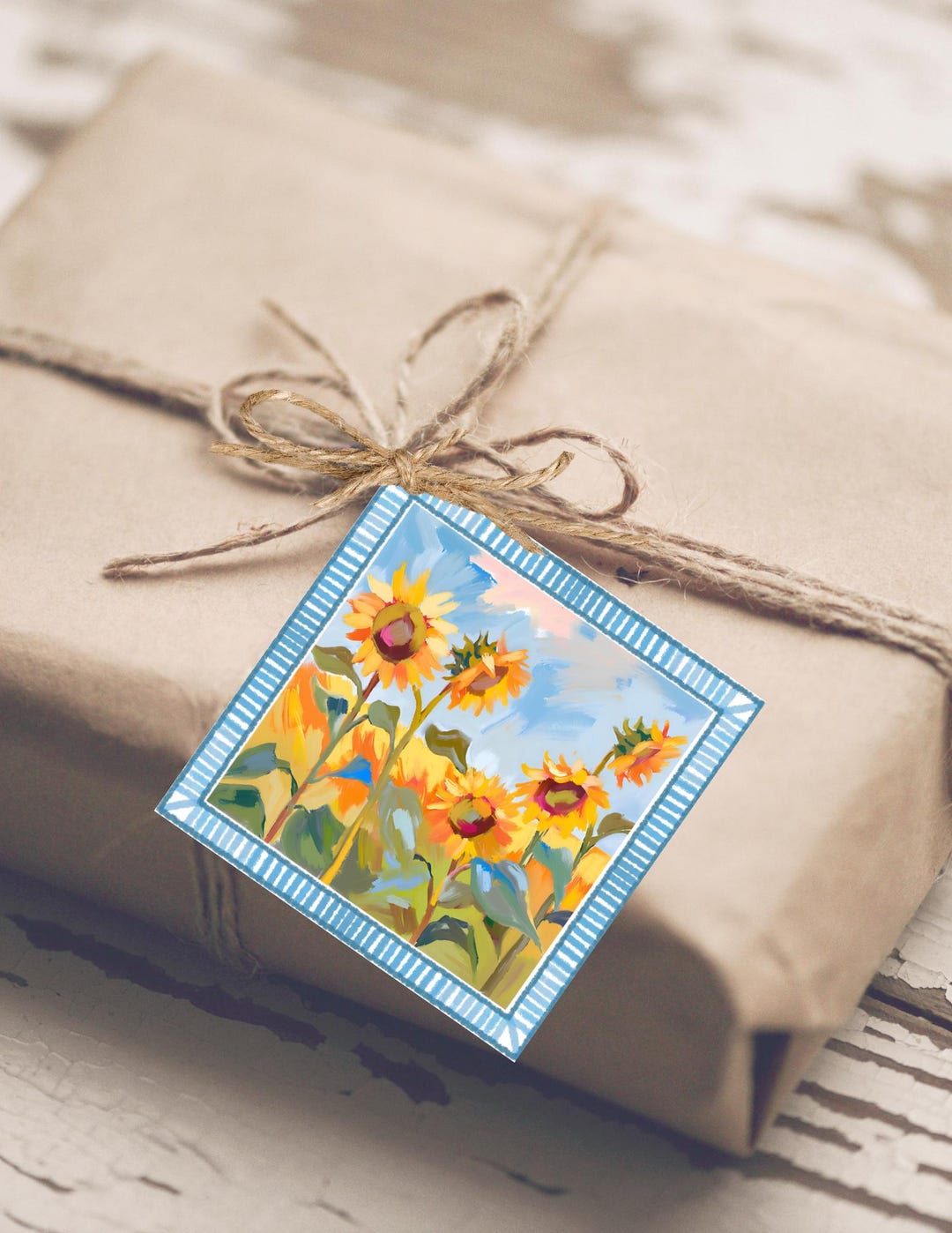 Sunflower Gift Tags: Printable Fall Favor Tags (3x3 Inch, Digital ...