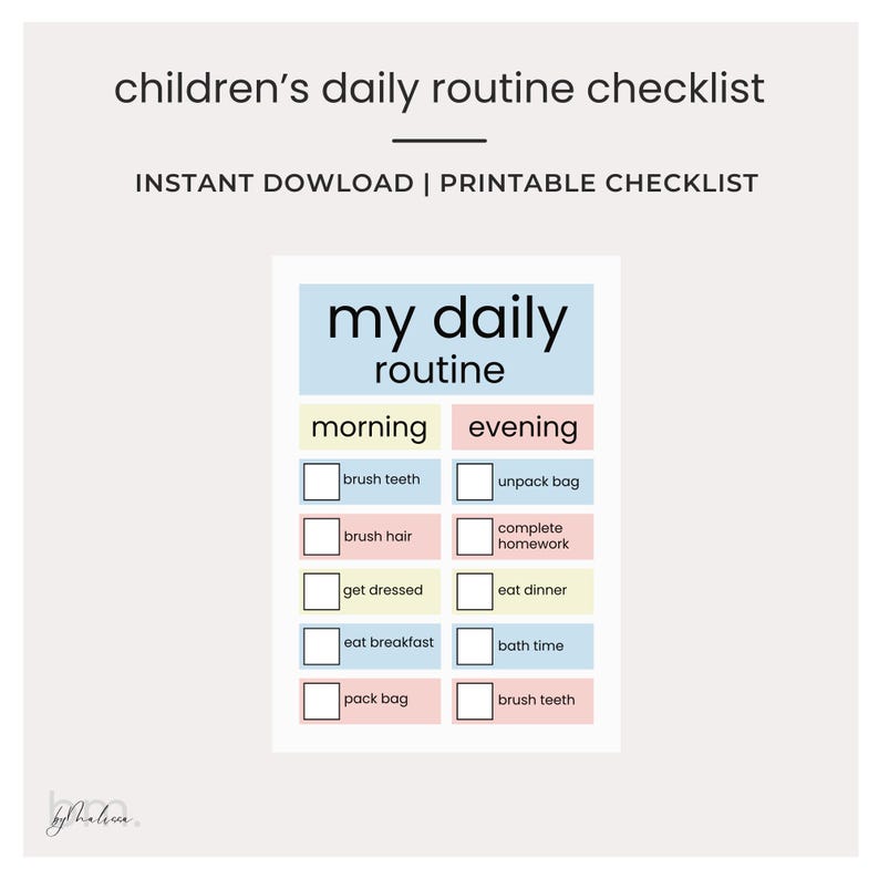 Children's Daily Routine Checklist - Etsy
