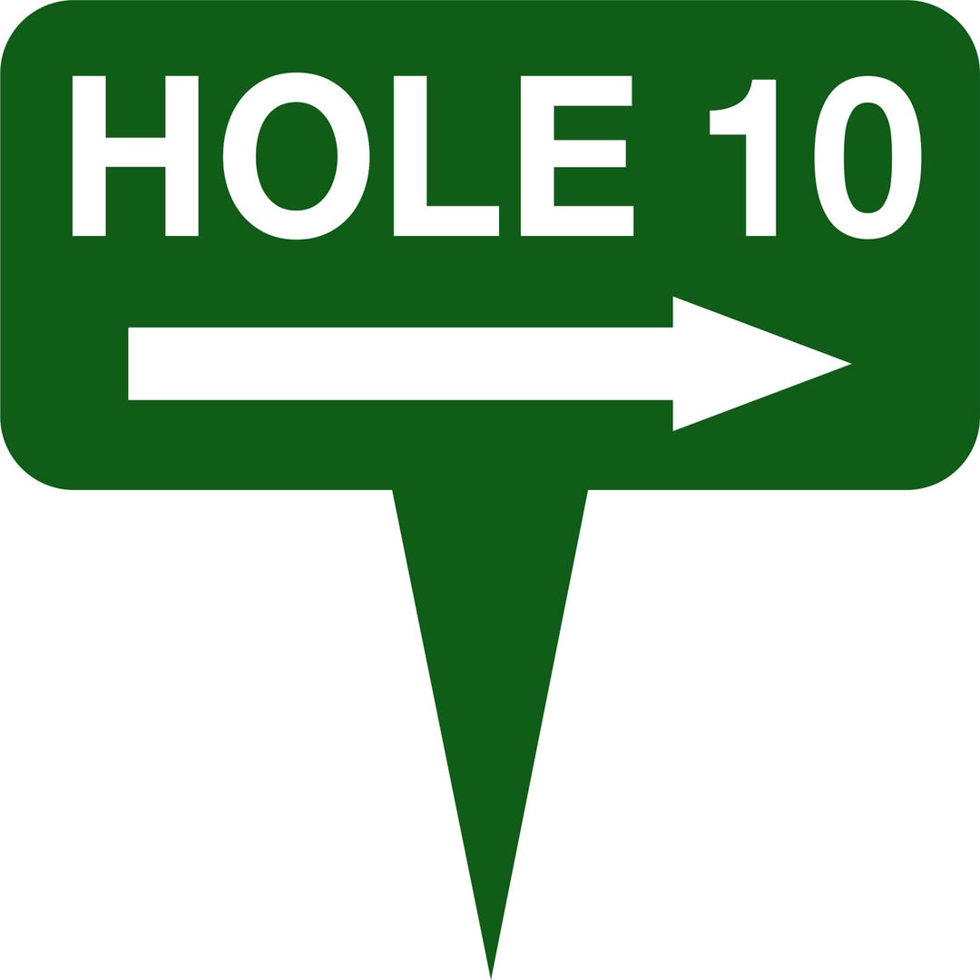 S100 Engraved Laminated Golf Course Sign, Hole 10 With Right Arrow ...