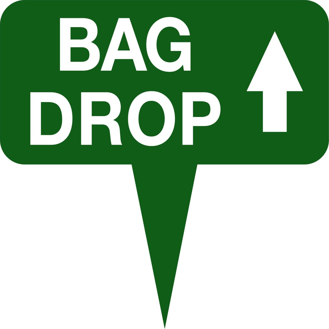 S100 Engraved Laminated Golf Course Sign, Bag Drop With up Arrow ...