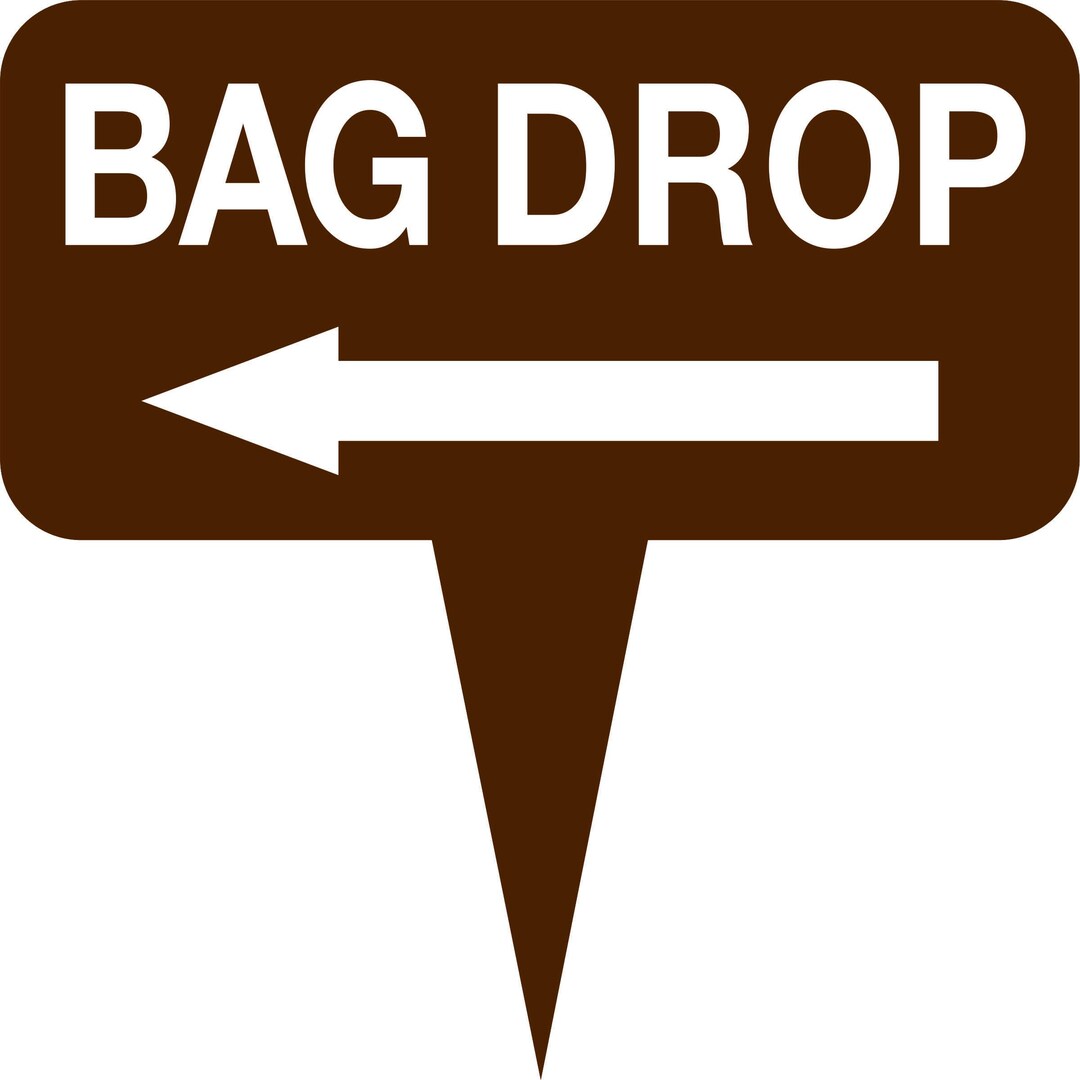 S100 Engraved Laminated Golf Course Sign, Bag Drop With Left Arrow ...