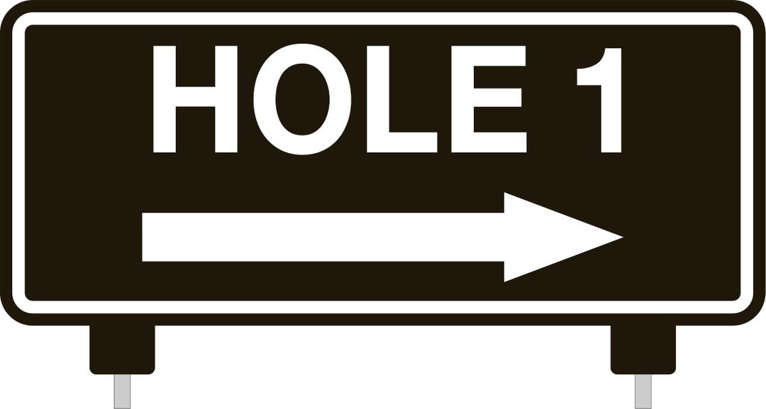 S200 Engraved Laminated Golf Course Sign, Hole 1 With Right Arrow ...