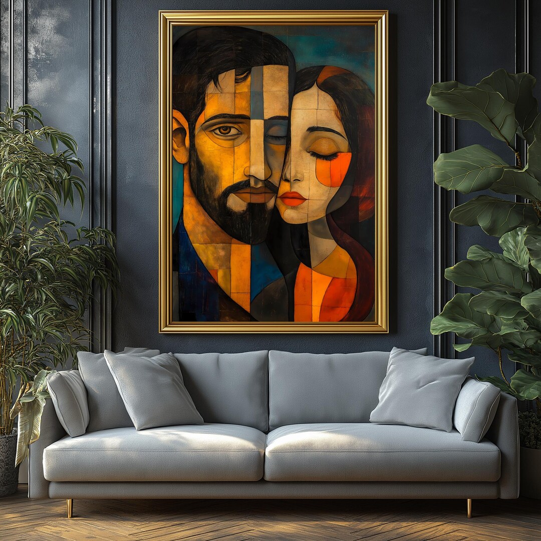 Abstract Romantic Cubist Couple Painting | Ai-generated Surreal Love ...