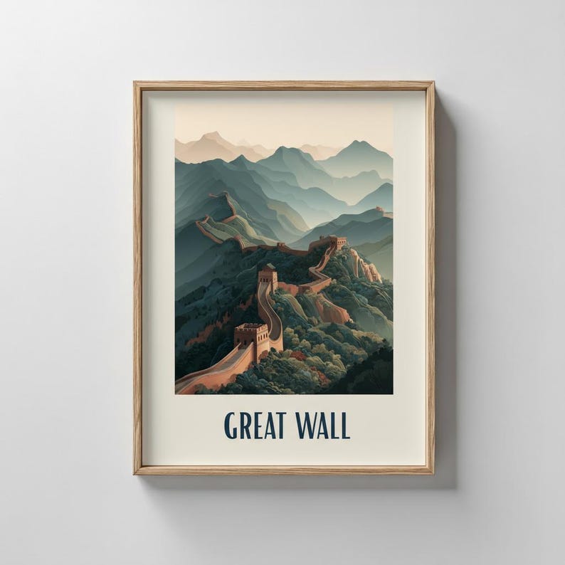 Great Wall of China Poster, Travel Wall Art Print, Minimalist Asia ...