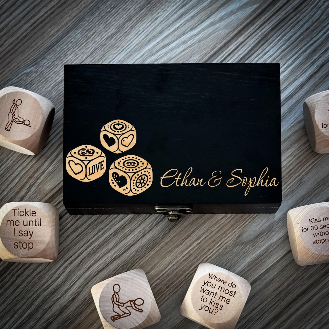 Personalized Love Dice Set: Engraved Wooden Box, Romantic Game - Etsy