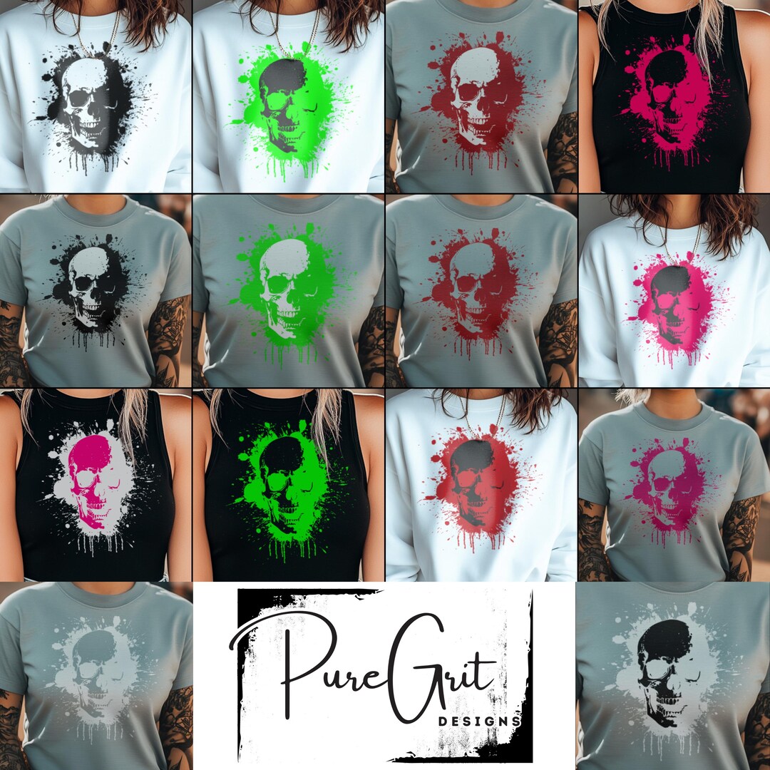 Skull PNG, Grunge Paint Splatter Skull Design, Punk Rock Skull, Bold ...