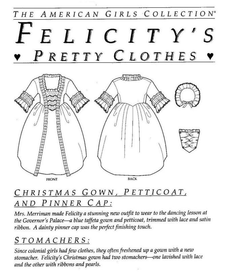Felicity Pretty Clothes Vintage Sewing Pattern for 18-inch - Etsy