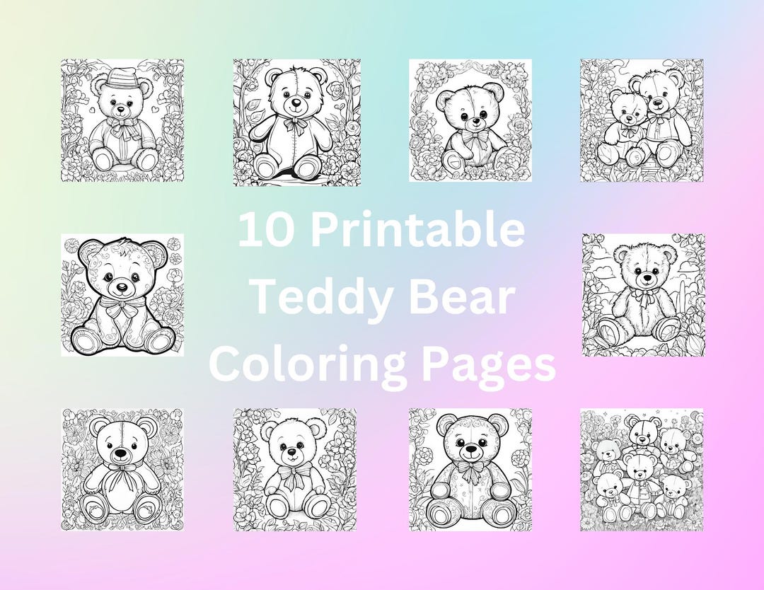 Cutesy Teddy Bears Coloring Pages (for Kids AND Adults!) - Etsy