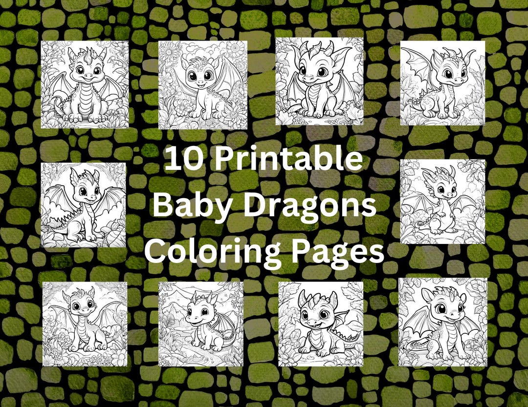 Cutesy Baby Dragons Coloring Pages (for Kids AND Adults!) - Etsy