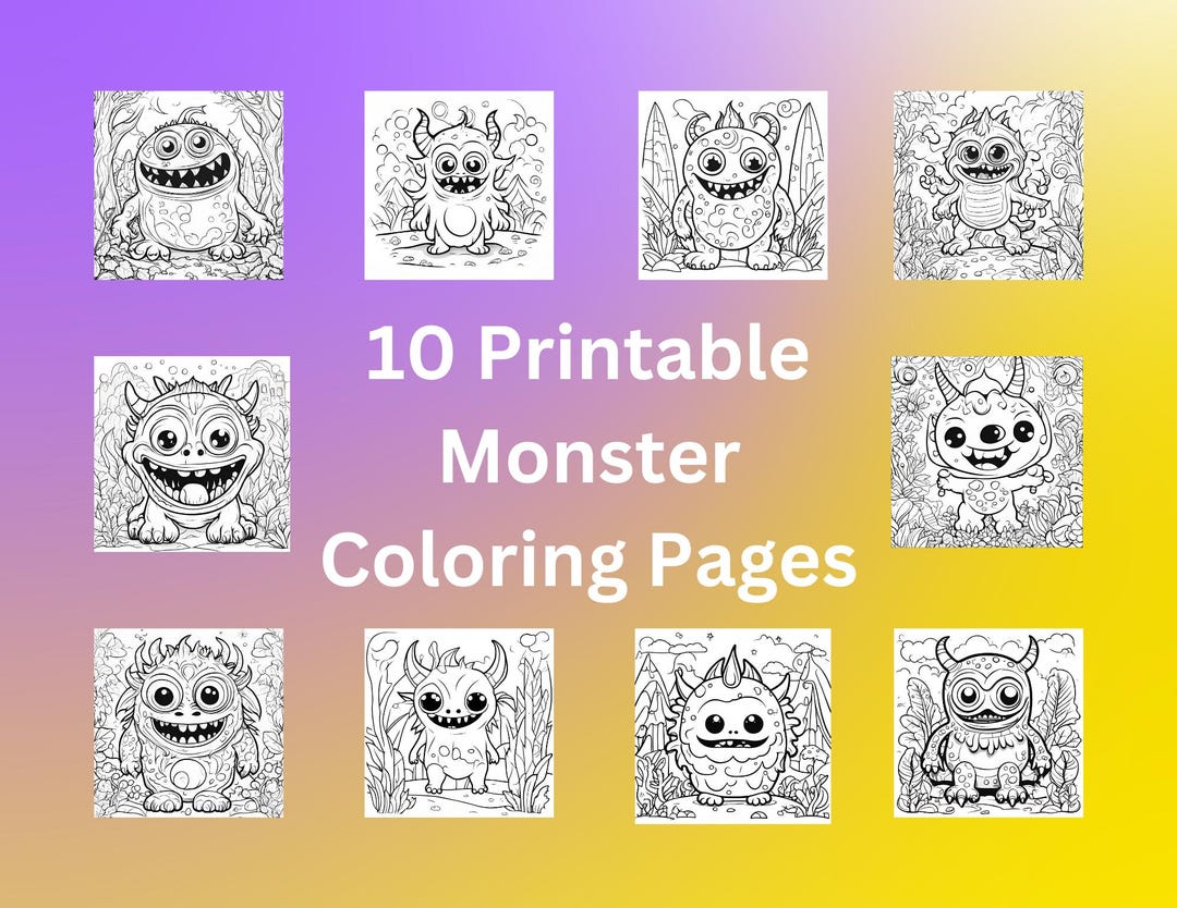 More Cutesy Monsters Coloring Pages (for Kids AND Adults!) - Etsy