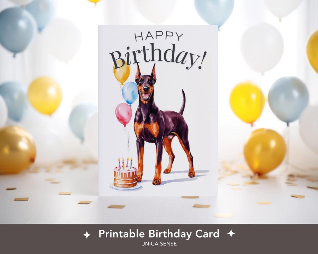 Red and Rust Doberman Pinscher Birthday Card, Doberman Dog Card, Funny ...
