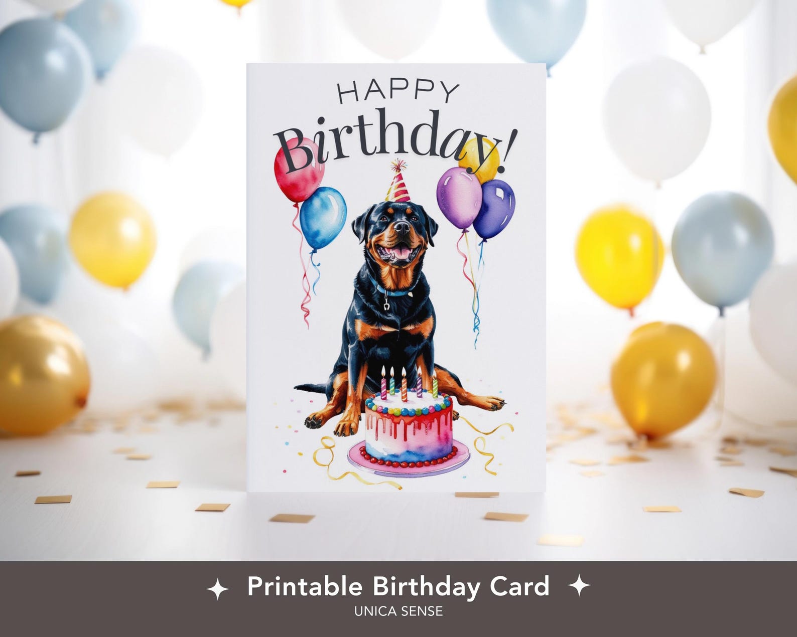 Rottweiler Birthday Card, Rottweiler Dad Card, Cards From Dog, Dog ...