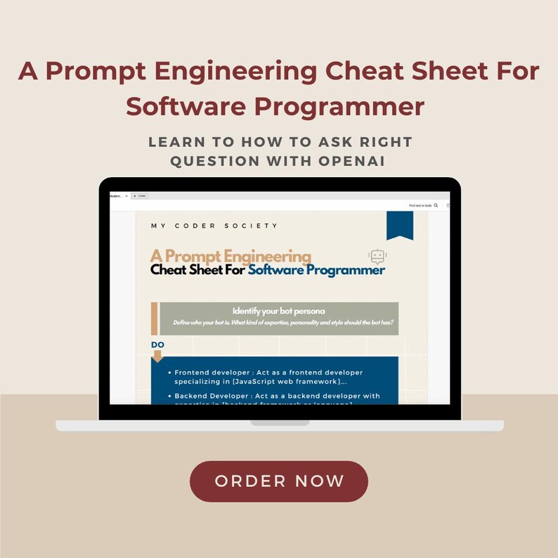 A Prompt Engineering Cheat Sheet for Software Programmer - Etsy