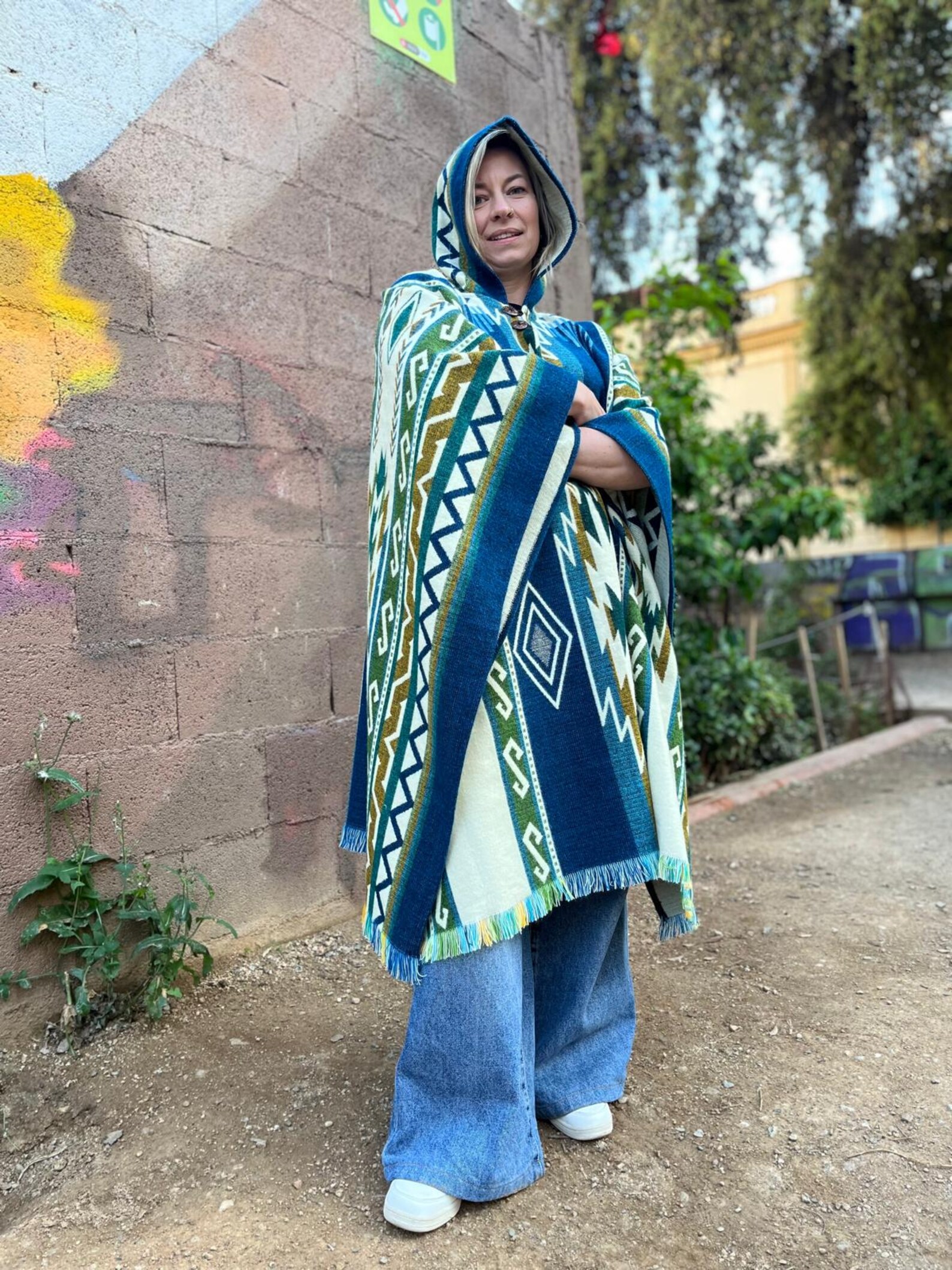 Alpaca Wool Poncho. Unisex. Exclusive Design! Crafted by Indigenous ...