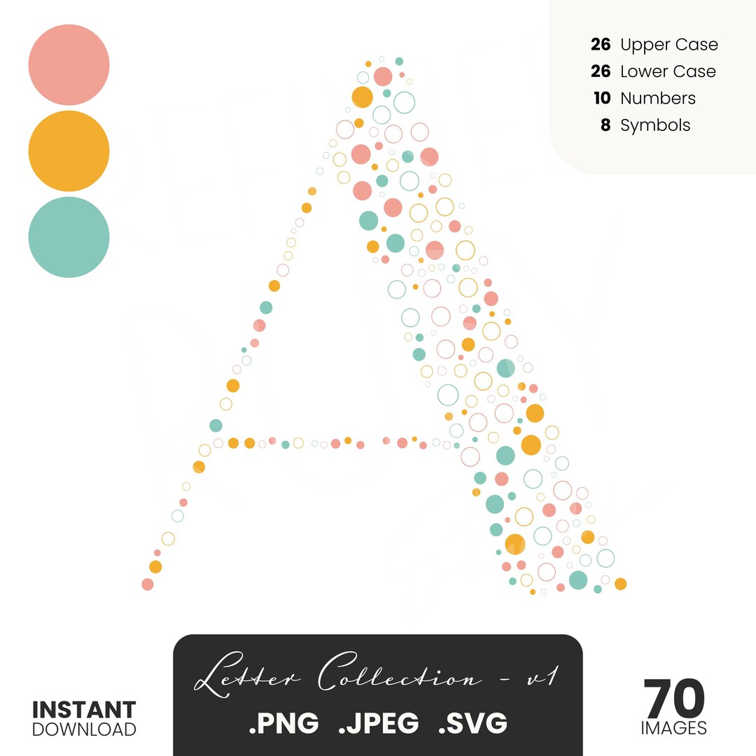 V1 Bubble Dot Alphabet Clipart | Uppercase and Lowercase Letters ...