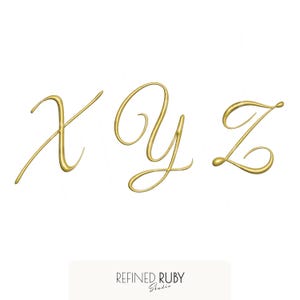 V1 3D Gold Script Alphabet Clipart | Uppercase Letters | 26 PNG JPEG ...