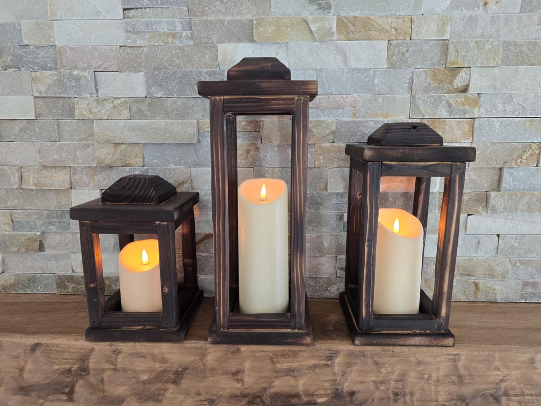 Rustic Wooden Lantern – Handmade Farmhouse Candle Holders, Reclaimed ...