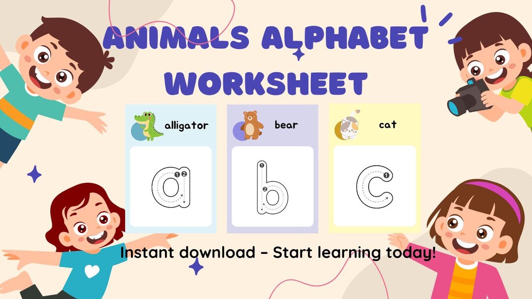 Animals Alphabet Worksheet – 27 Pages - Etsy