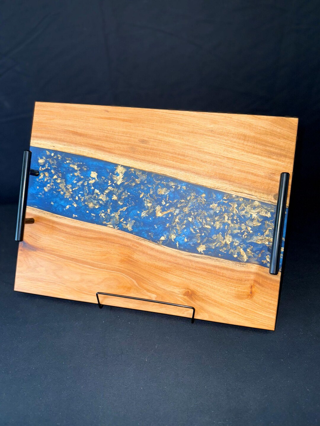 Chakte Viga Wood and Blue With Gold Leaf Epoxy Resin Charcuterie Board ...