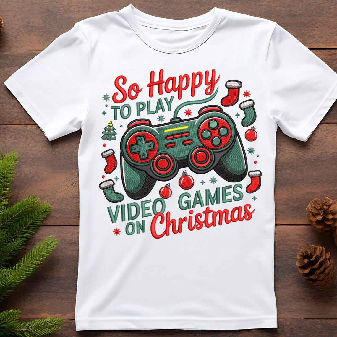 Christmas Gamer Embroidery Design – Holiday Video Game Embroidery ...