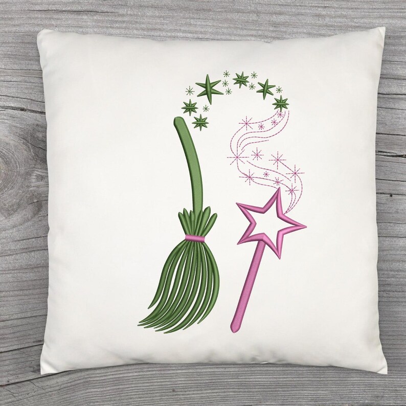 Enchanted Broom & Star Wand Embroidery Design– Fantasy Embroidery ...