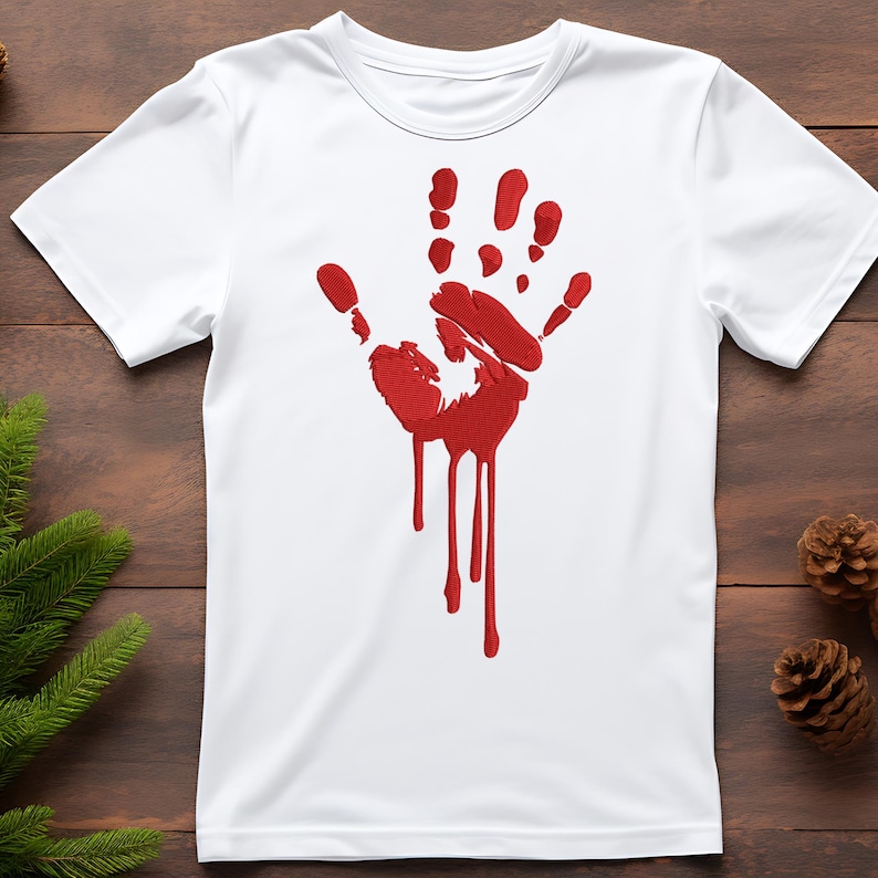 Bloody Handprint Embroidery Design, Dripping Horror Machine Embroidery ...