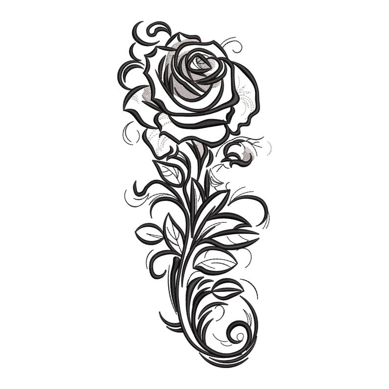 Sketch Rose Embroidery Design: Floral Embroidery File - Etsy