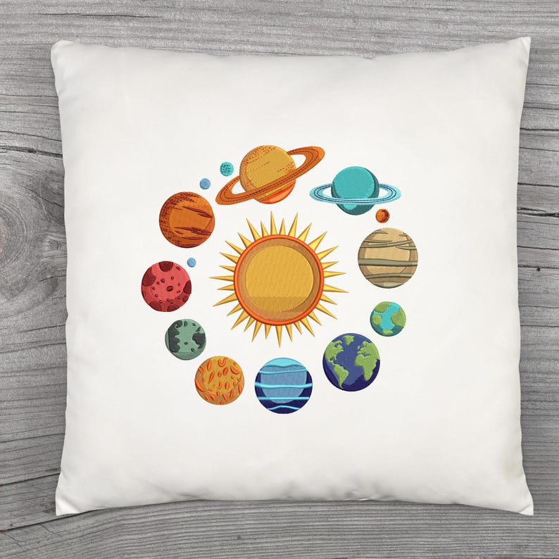 Solar System Embroidery Design, Colorful Planets and Sun Machine ...