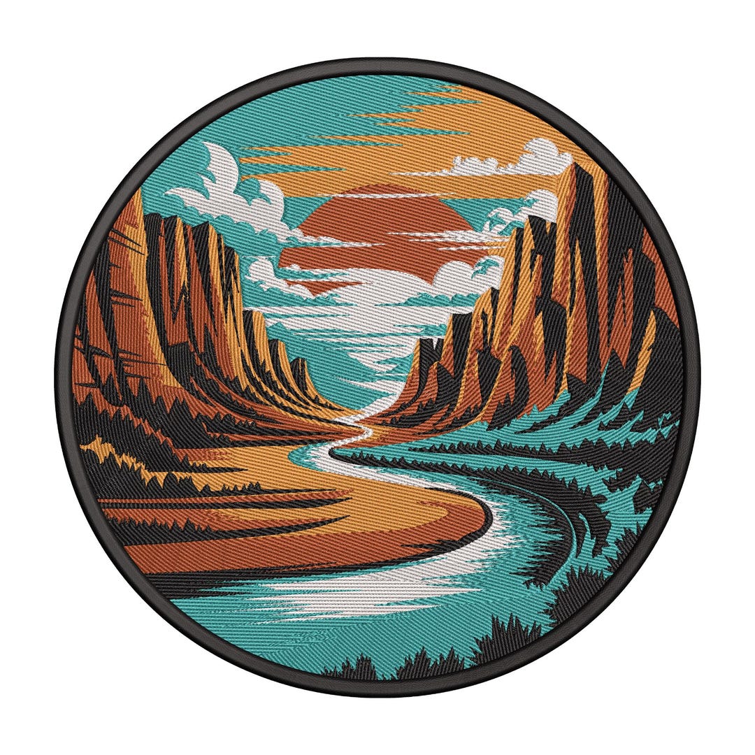 Canyon River Embroidery Design, Scenic Nature Patch Machine Embroidery ...