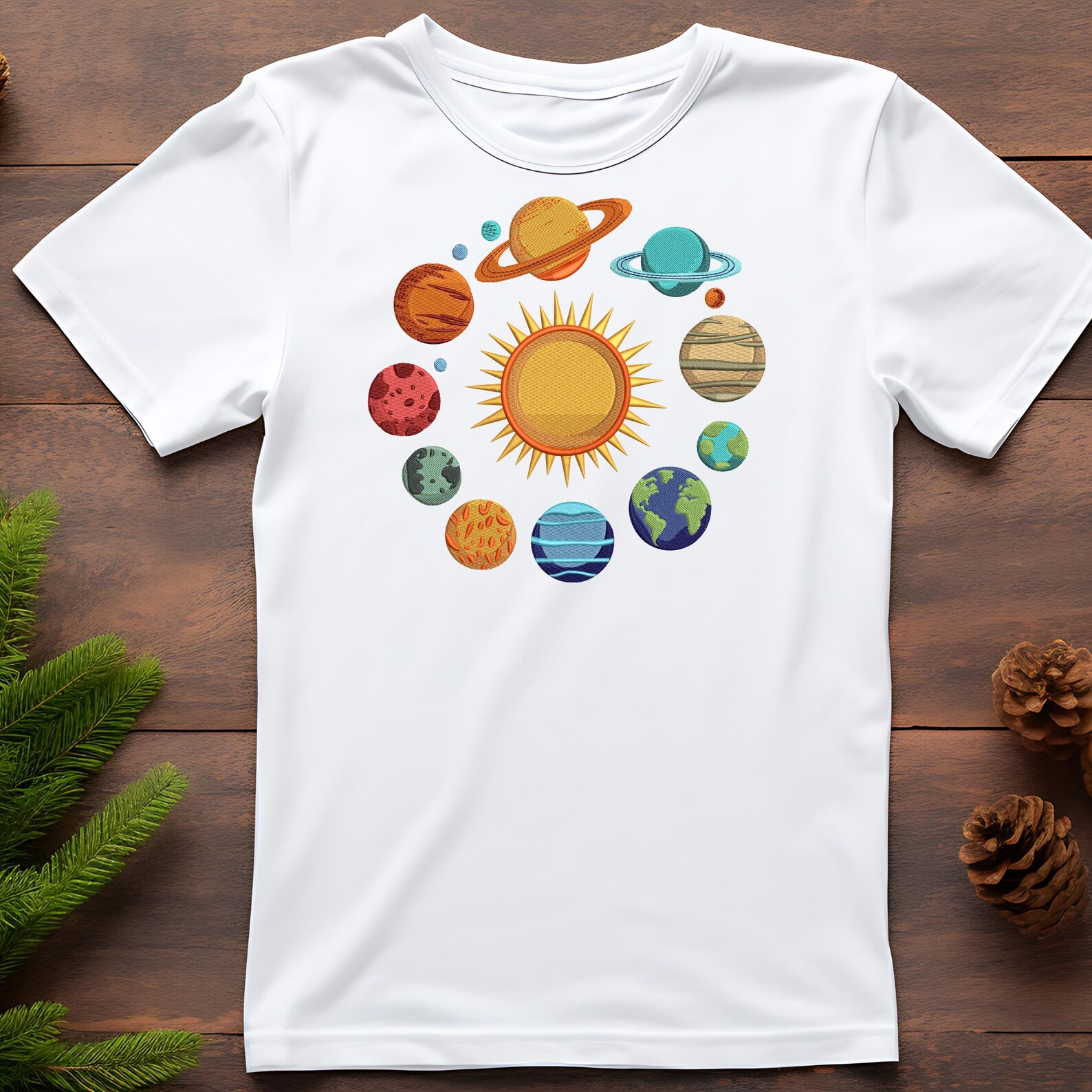 Solar System Embroidery Design: Colorful Planets Machine Embroidery ...