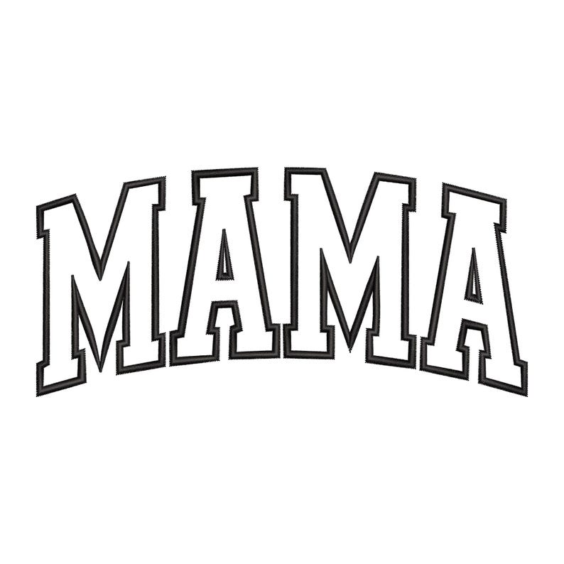MAMA Embroidery Design, Varsity Mom Text Machine Embroidery File, Bold ...