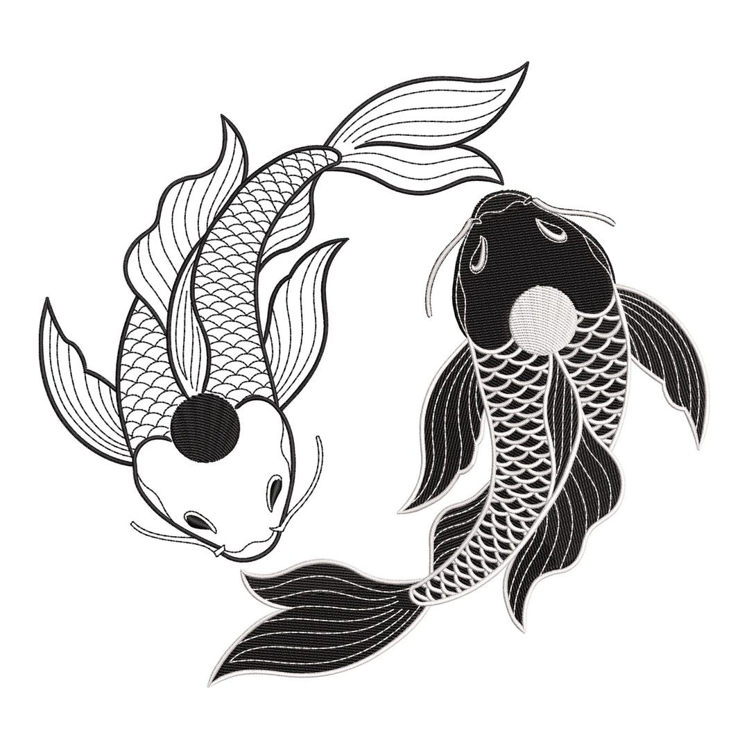 Yin Yang Koi Fish Embroidery Design, Dual Balance Machine Embroidery ...