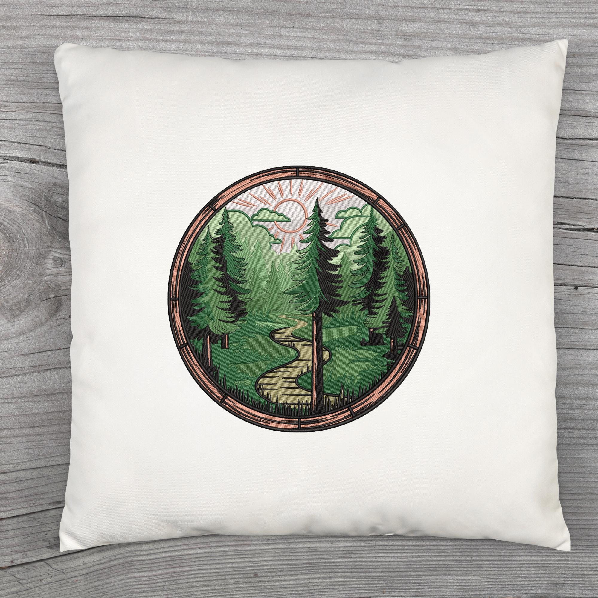 Forest Embroidery Design, Pine Trees Nature Scene Machine Embroidery ...