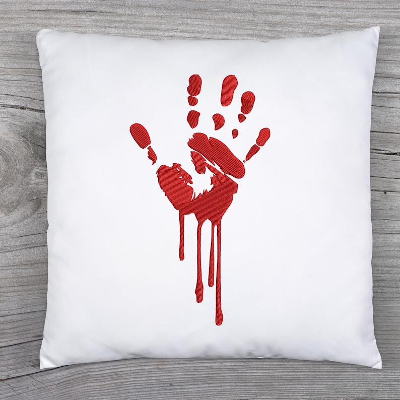 Bloody Handprint Embroidery Design, Dripping Horror Machine Embroidery ...