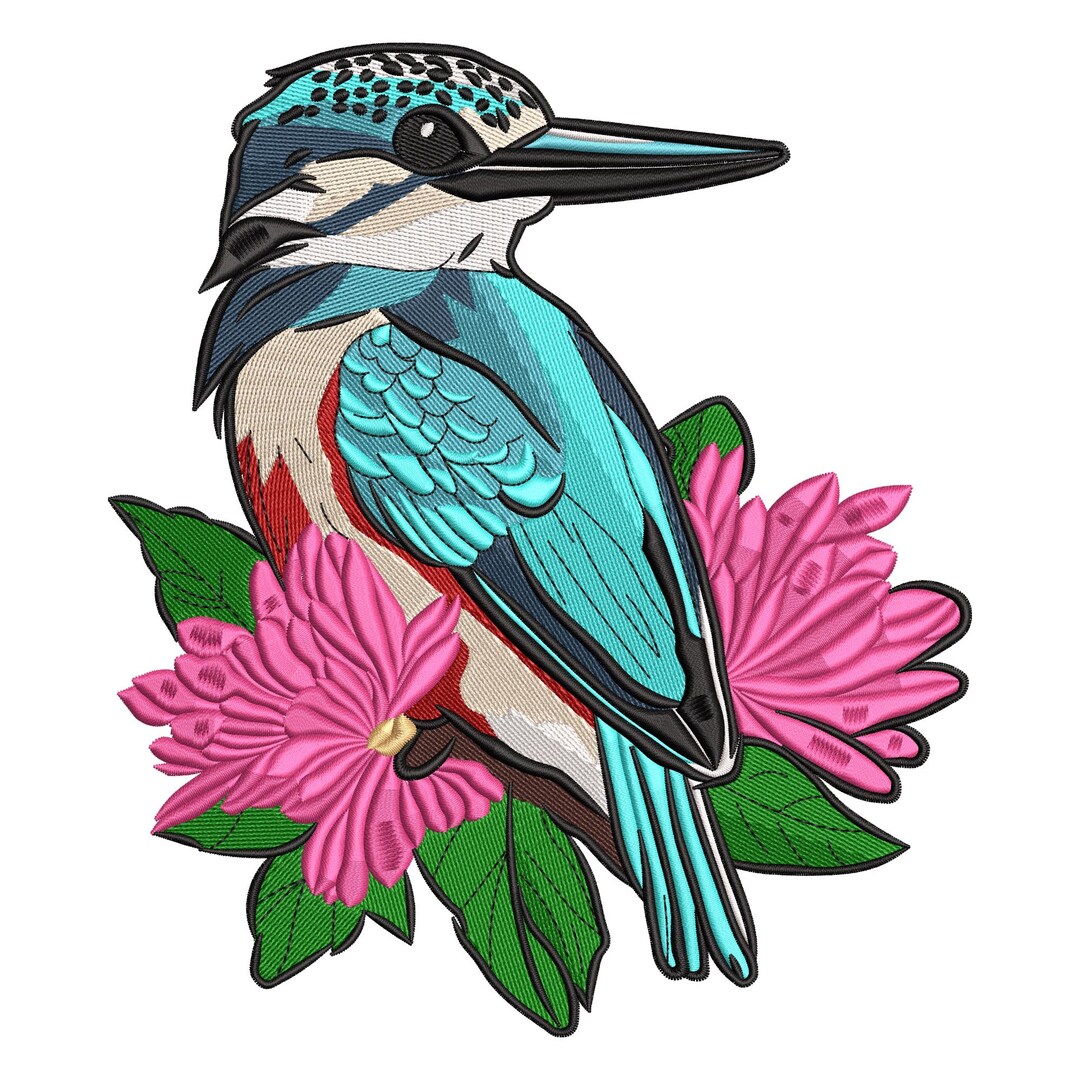 Blue Bird Embroidery Design: Tropical Floral Stitch Embroidery File - Etsy