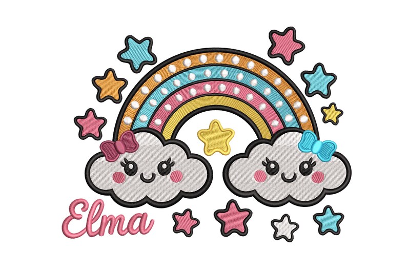 Personalized Rainbow & Stars Embroidery Design File - Etsy