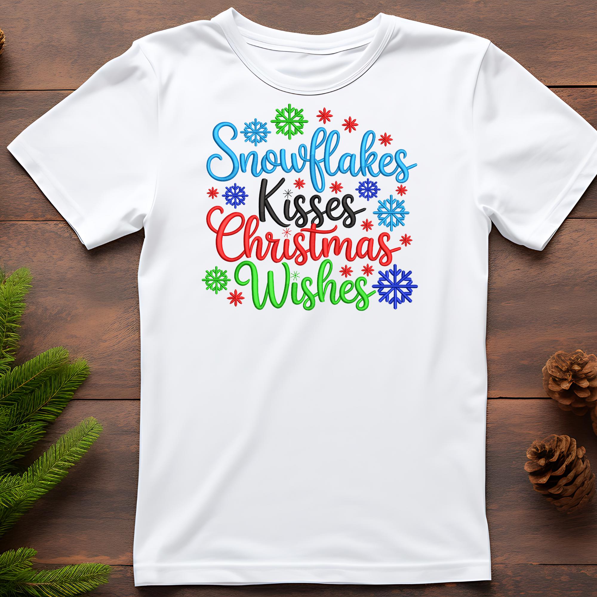 Snowflakes Kisses Christmas Wishes Embroidery Design – Holiday Quote ...