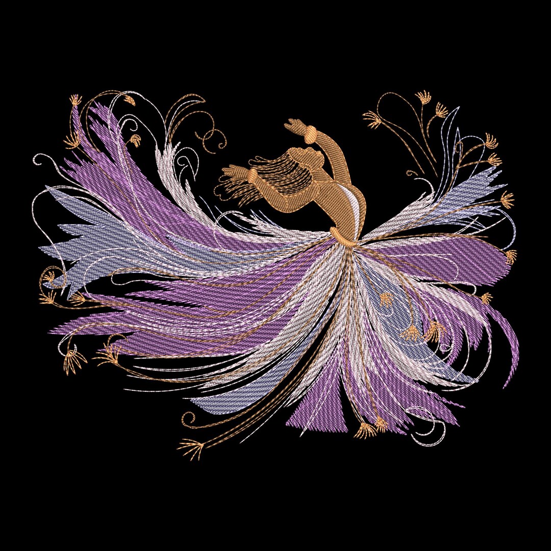 Dancing Woman Embroidery Design, Elegant Lady Machine Embroidery File ...
