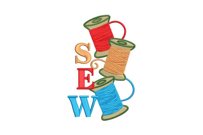 Sew" Embroidery Design With Spools of Thread Embroidery File - Etsy
