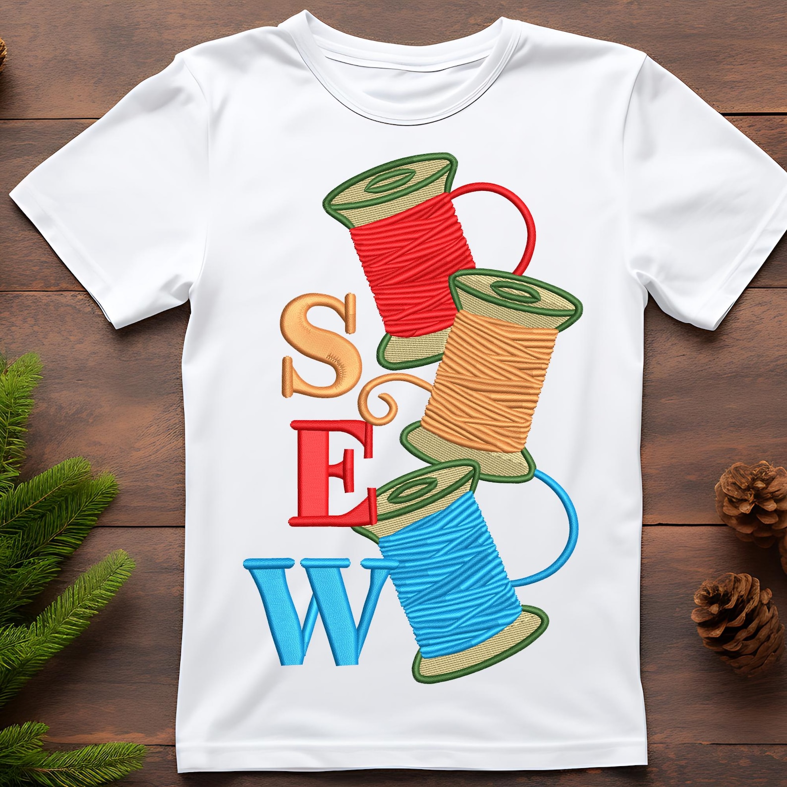 Sew" Embroidery Design With Spools of Thread Embroidery File - Etsy
