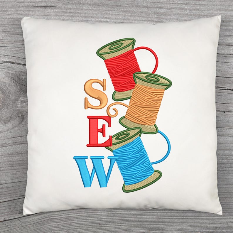 Sew" Embroidery Design With Spools of Thread Embroidery File - Etsy