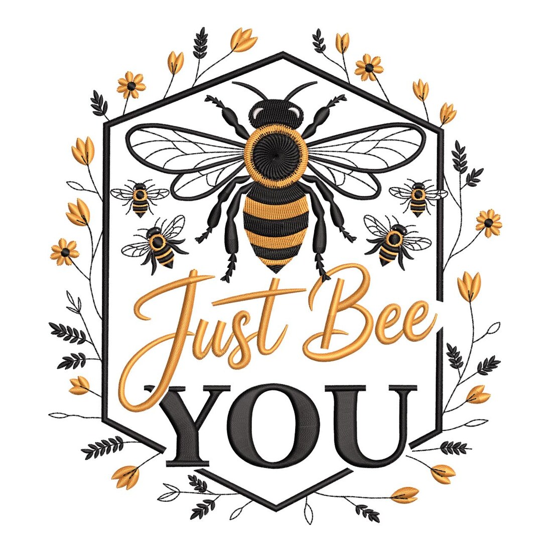 Just Bee You Embroidery Design– Floral Honeybee Embroidery Design File ...
