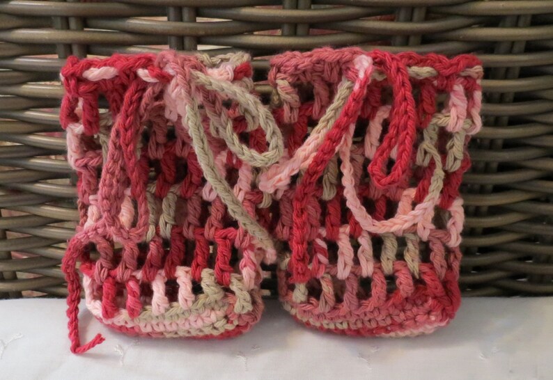 Soap Savers, Crocheted Cotton Soap Sacks, Pink Hues and Beige, Set of ...