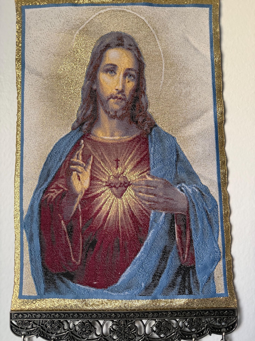 Lord Holy Jesus Christ Sacred Heart Hanging Tapestry With Metal Trim ...