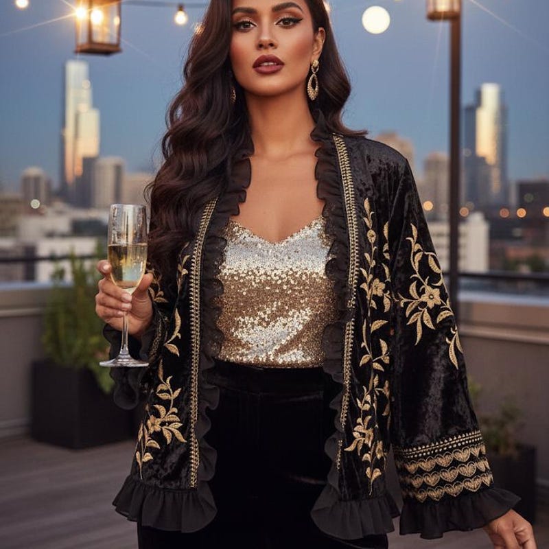 Boho Gold Velvet Jacket - Etsy