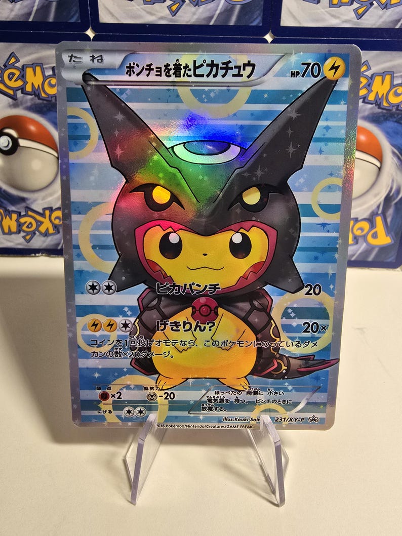 Poncho Pikachu Pokemon TCG Replica Card - Multiple Versions ...
