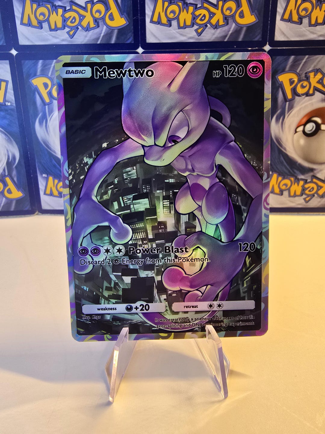 Holographic Mewtwo Pokemon TCG Proxy Card, Full Art Replica, Drop Down ...