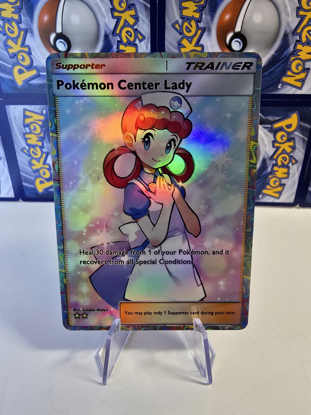 Pokemon Center Lady Full Art Proxy Card - TCG Replica - Drop Down Card ...